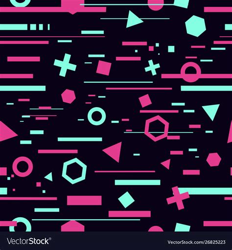 Seamless Pattern With Glitch Effect Trendy Vector Image
