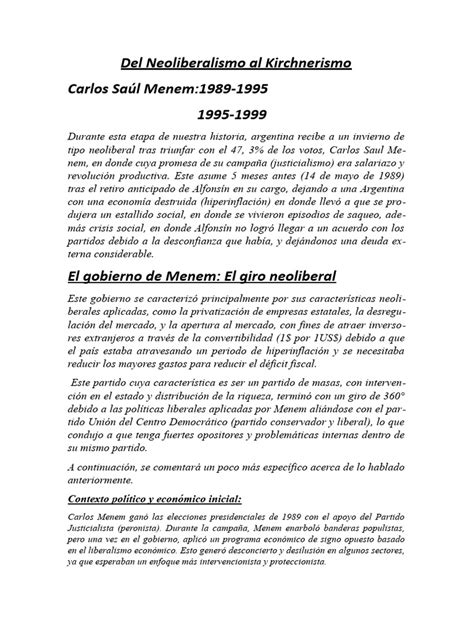 El Neoliberalismo En Argentina Pdf