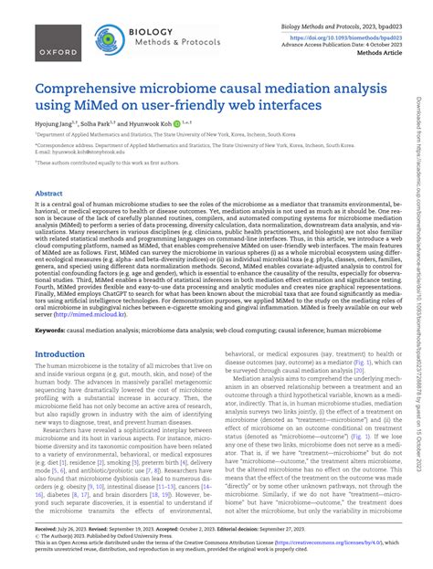 Pdf Comprehensive Microbiome Causal Mediation Analysis Using Mimed On
