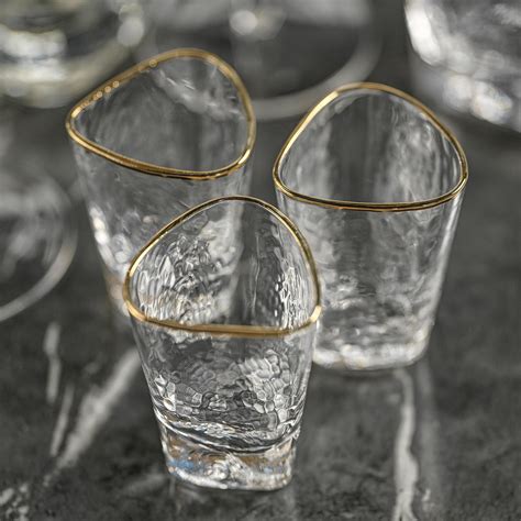 Aperitivo Triangular Shot Glass With Gold Rim Drinkware