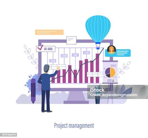 프로젝트 관리입니다 리소스 할당의 조직입니다 작업 시간 분석입니다 프로젝트 관리에 대한 스톡 벡터 아트 및 기타 이미지 프로젝트 관리 사무실 일러스트레이션 Istock