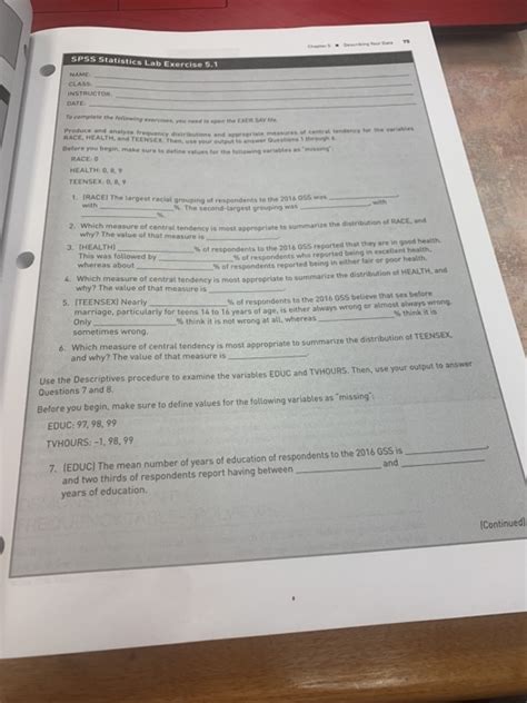 spss statistics lab exercise 5 1 instructor date to