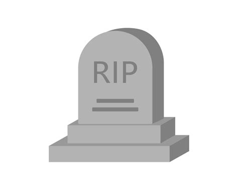 비석 그림 만화 스타일 할로윈 장식 기호 로고 개념 장례식 묘비 묘비 묘지 개요 평면 및 컬러 스타일 평면 디자인 벡터 일러스트 레이 션 프리미엄 벡터