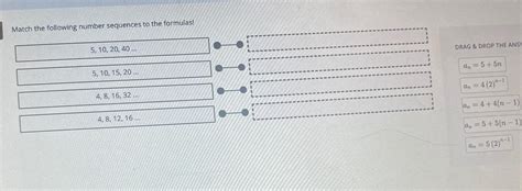 [answered] match the following number sequences to the formulas 5 10 20