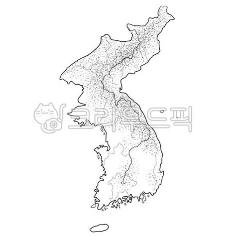 한반도 지도 산맥지도 한반도지도 한국지도 사진 이미지 일러스트 캘리그라피 뽀누작가 지도 드로잉 포스터