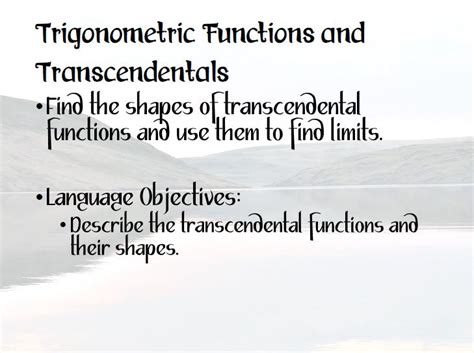Trigonometric And Transcendental Fxs I