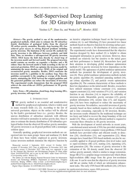 Self Supervised Deep Learning For 3d Gravity Inversion Pdf