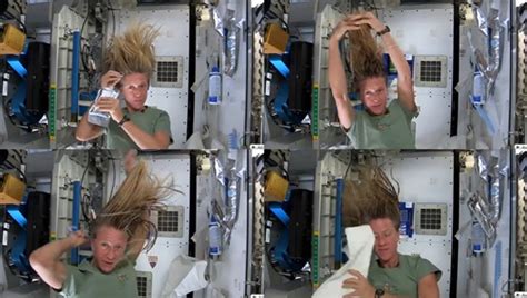 우주에서 머리감는 법 무중력 상태에서 머리를 감는다 어떻게