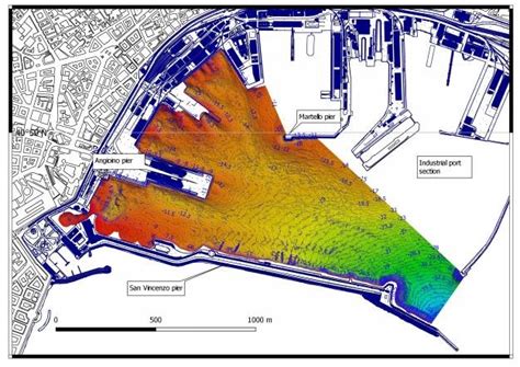 Multibeam Bathymetric Survey Depths In Metres Contour Interval 05m Download Scientific
