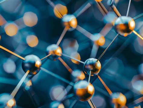 A Closeup Of An Abstract Molecular Structure Of An With Spheres Interlocked In Geometric