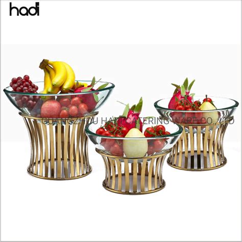Restaurant Supply Catering Stands Food Display Risers Round Stainless Steel Golden Dessert Riser