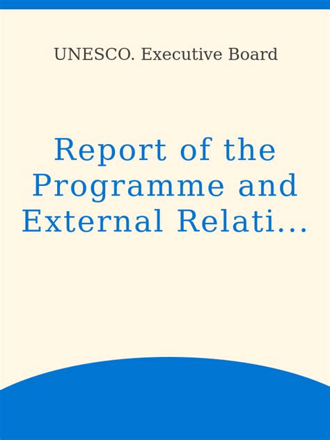 Report Of The Programme And External Relations Commission