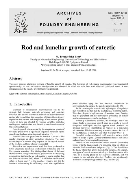 Pdf Rod And Lamellar Growth Of Eutectic