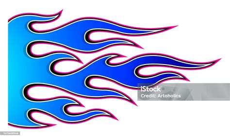 불타는 타이어와 푸른 불꽃 전기 스포츠카 데칼 비닐 스티커 경주 용 자동차와 오토바이 속도 화재 불꽃 벡터 아트 그래픽 불길에 대한 스톡 벡터 아트 및 기타 이미지 Istock