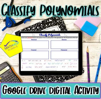 Classify Polynomials Algebra Google Classroom Activity TPT