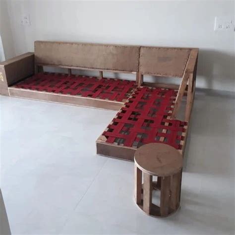 Redbase Cotton 6 Seater Teak Wood L Shape Sofa Frame At ₹ 35000set