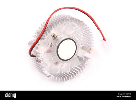Close Up Shot Of A Computer CPU Cooler Isolated On White Background With Soft Shadow Stock Photo