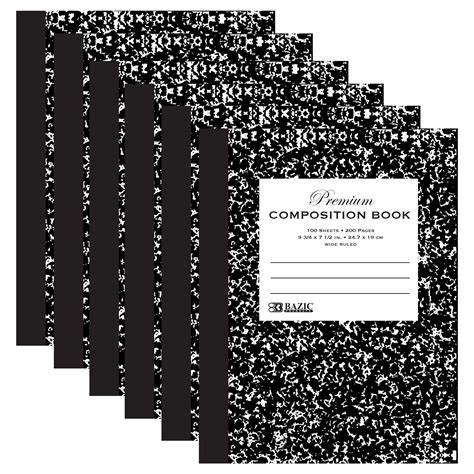 Bazic College Hard Bound Wide Ruled Lined Composition Book 100 Sheet