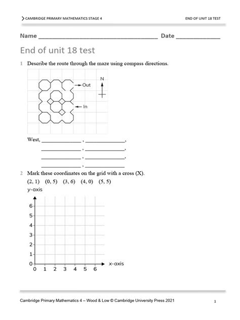 Prim Maths 4 2ed Tr Unit 18 Test Pdf