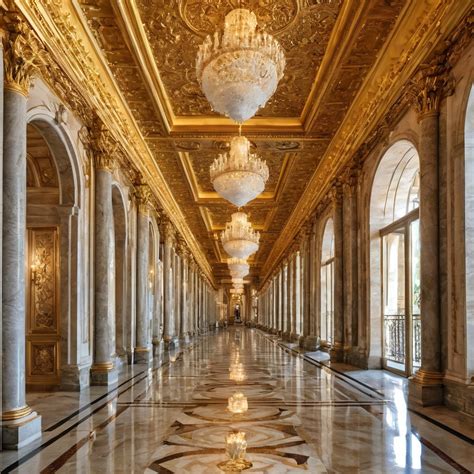 Grand Classical Hallway With Ocean Waves Stable Diffusion Online