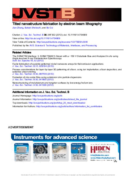 Pdf Tilted Nanostructure Fabrication By Electron Beam Lithography