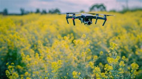 shot of drone based pollination flying above flower premium ai