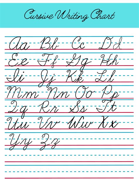 Cursive Writing Chart Printable Free Template