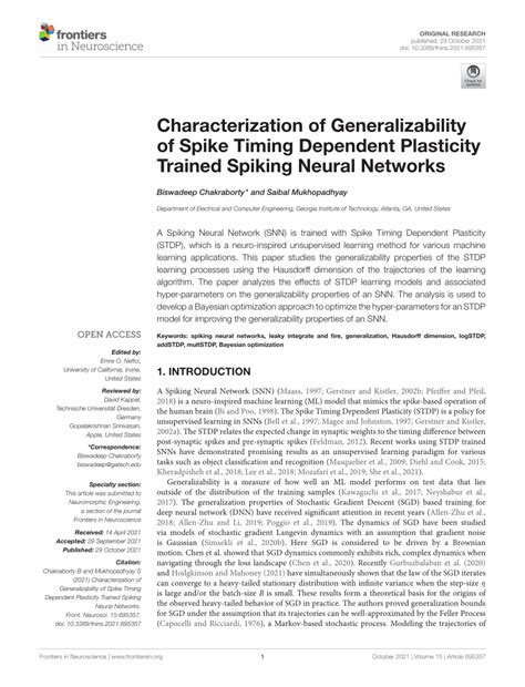 Pdf Characterization Of Generalizability Of Spike Timing Dependent Plasticity Trained Spiking