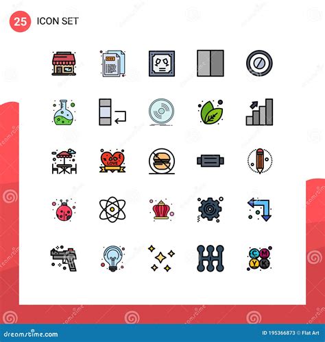 Mobile Interface Filled Line Flat Color Set Of 25 Pictograms Of Experiment Tablet Envelope