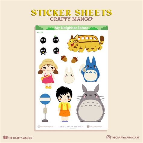 My Neighbor Totoro Sticker Sheet Chibi Anime Cute Sticker Journal