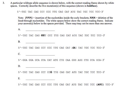 A Particular Wildtype Allele Sequence Is Shown Chegg