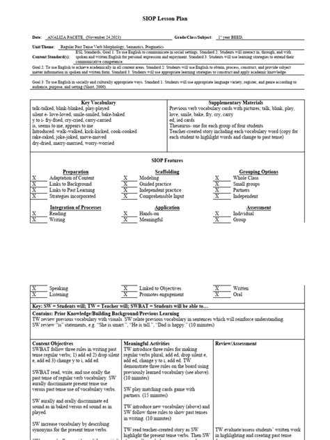Pragmatics Lesson Plan Pacete Pdf Grammatical Tense English Language