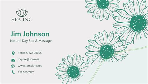 Free Natural Day Spa And Massage Business Card Template To Edit Online