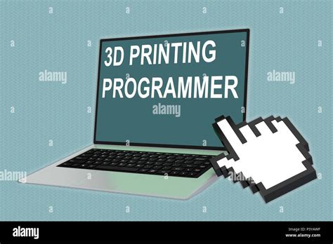 3d Illustration Of 3d Printing Programmer Script With Pointing Hand