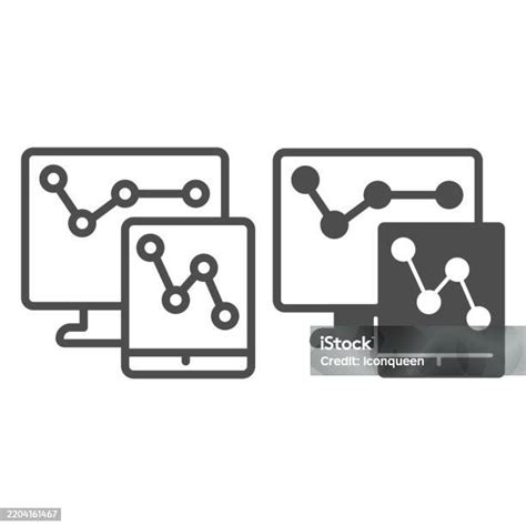 Monitor And Tablet Screen With Chart Line And Solid Icon Neural Dataset