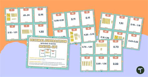 Decimal Subtraction With Base Ten Blocks Match Up Activity Teach