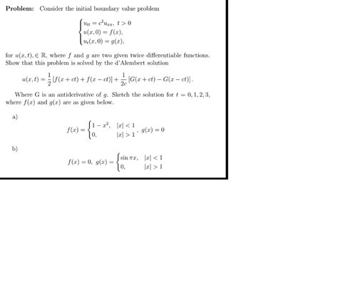 solved problem consider the initial boundary value problem