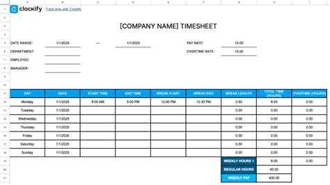 How To Create A Simple Excel Timesheet Free Template
