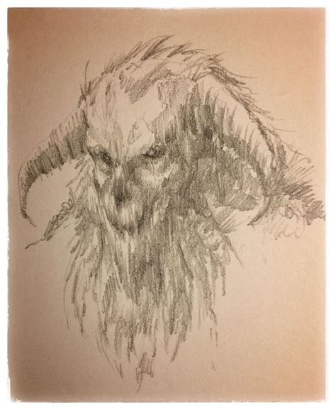 Majestic Krampus Pencil Sketch