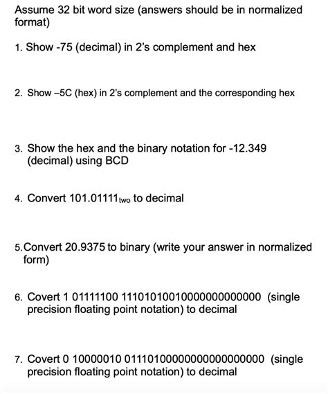 solved assume 32 bit word size answers should be in