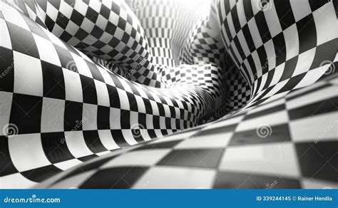 Black and White Checkered Patterns Flowing through a Distorted Landscape Stock Image - Image of ...