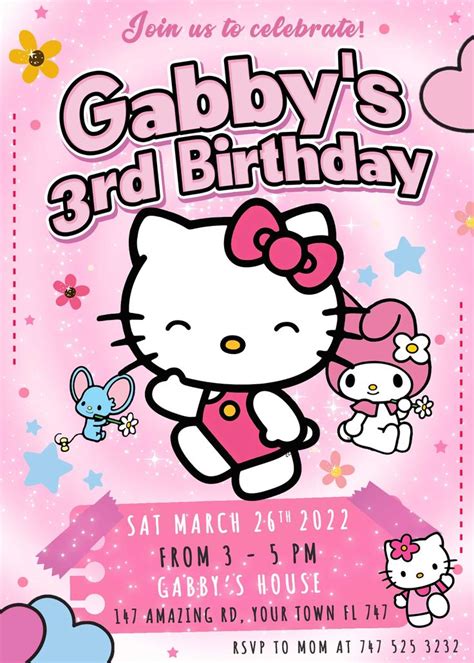 Hello Kitty Birthday Invitation Lovely Invite Hello Kitty