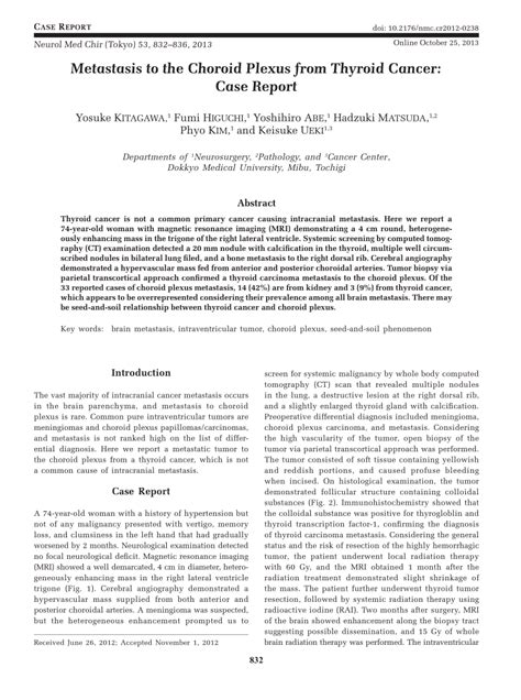 Pdf Metastasis To The Choroid Plexus From Thyroid Cancer Case Report