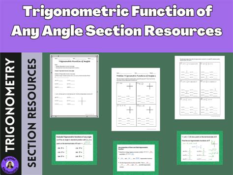 Trigonometric Functions Of Angles Section Resource Teaching Resources