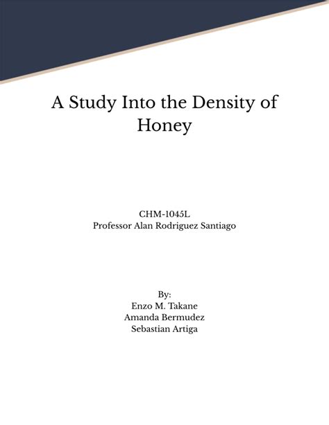 Honey Density Lab Report Experiment And Results