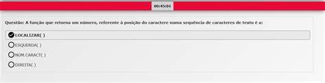 Questão A Função Que Retorna Um Número Referente à Posição Do Caractere Numa Sequência De