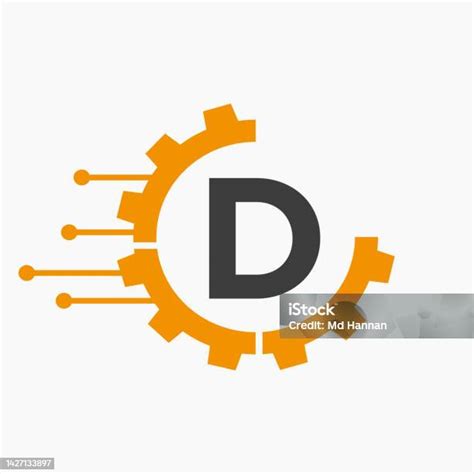 편지 D 벡터 템플릿에 톱니 바퀴 기어 로고 기술 기호 개념에 대한 스톡 벡터 아트 및 기타 이미지 개념 공학 기계 부분