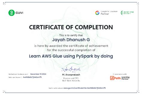 jayah dhanush on linkedin guvi certificate