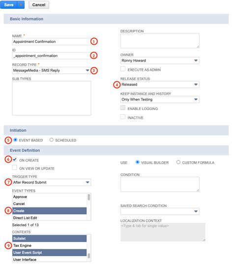 Netsuite Creating A Reply Back Workflow On Receiving Appointment