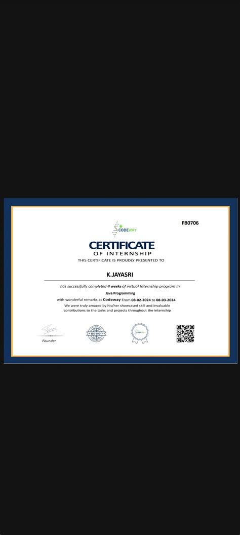 Jayasri Kumaravel On Linkedin Internshipcompletion Javaprogramming